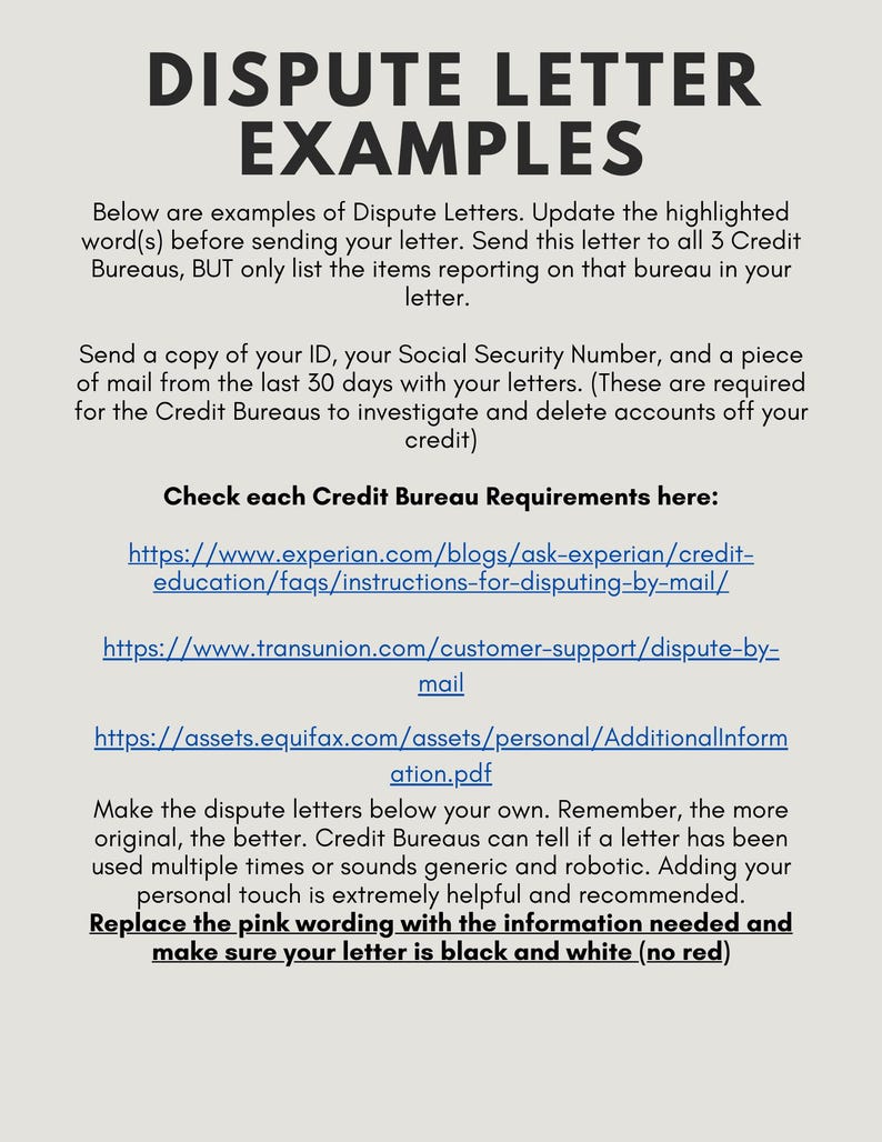 Credit Repair Guide | Dispute Letter Templates | PLR | Links to ...