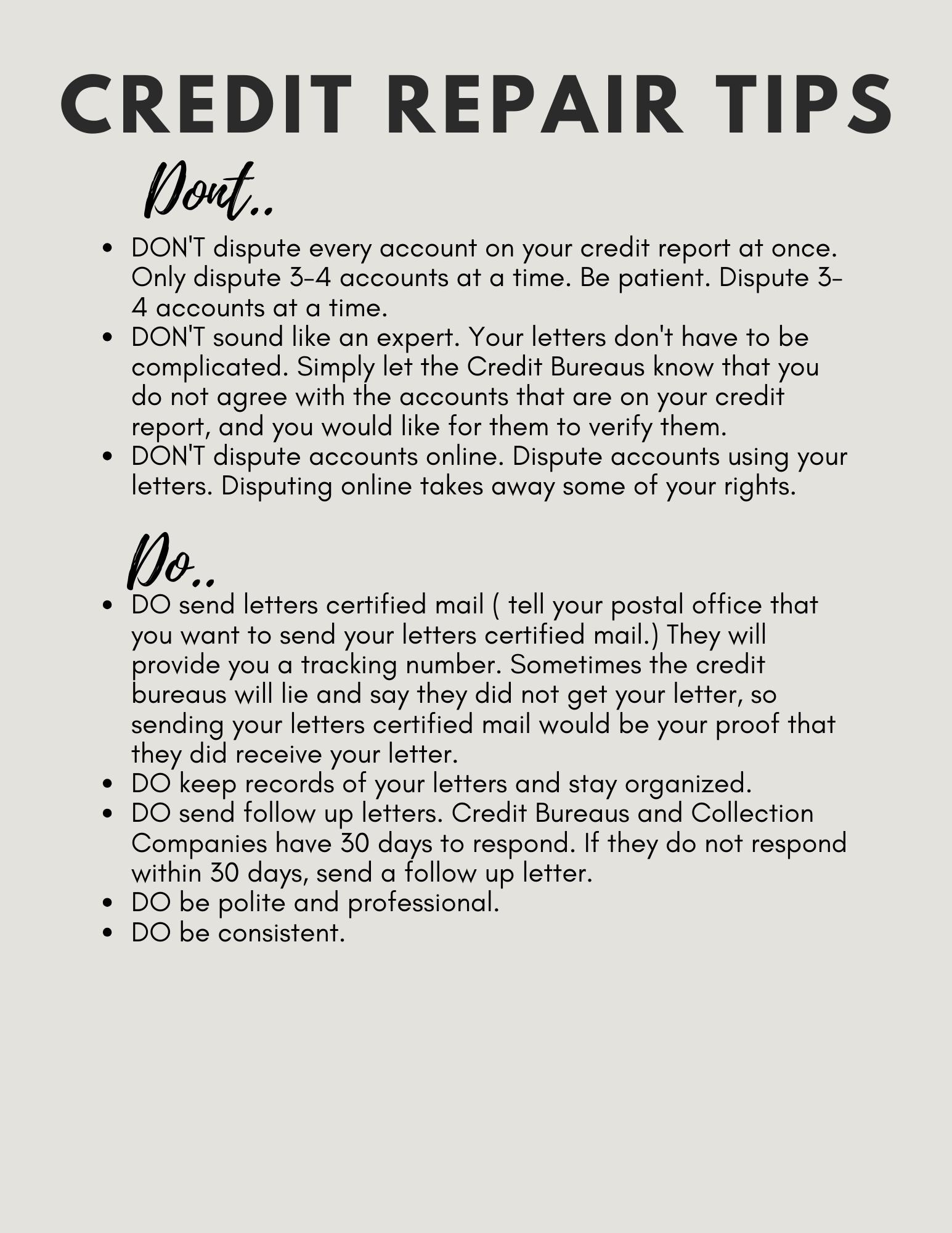 Credit Repair Guide | Dispute Letter Templates | PLR | Links to ...