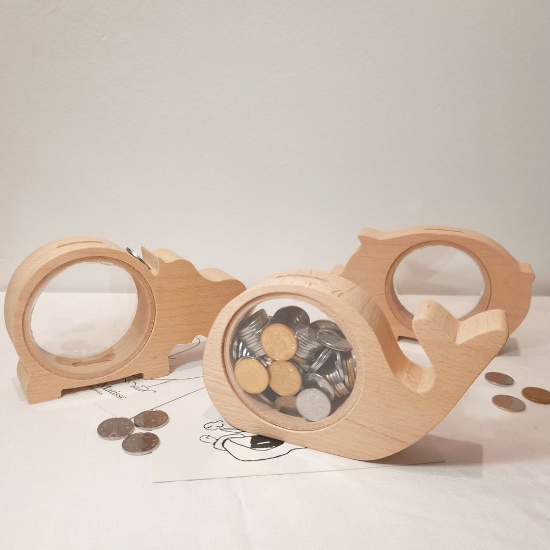 Animal Wooden Piggy Banks Elephant/whale Money Box - Etsy
