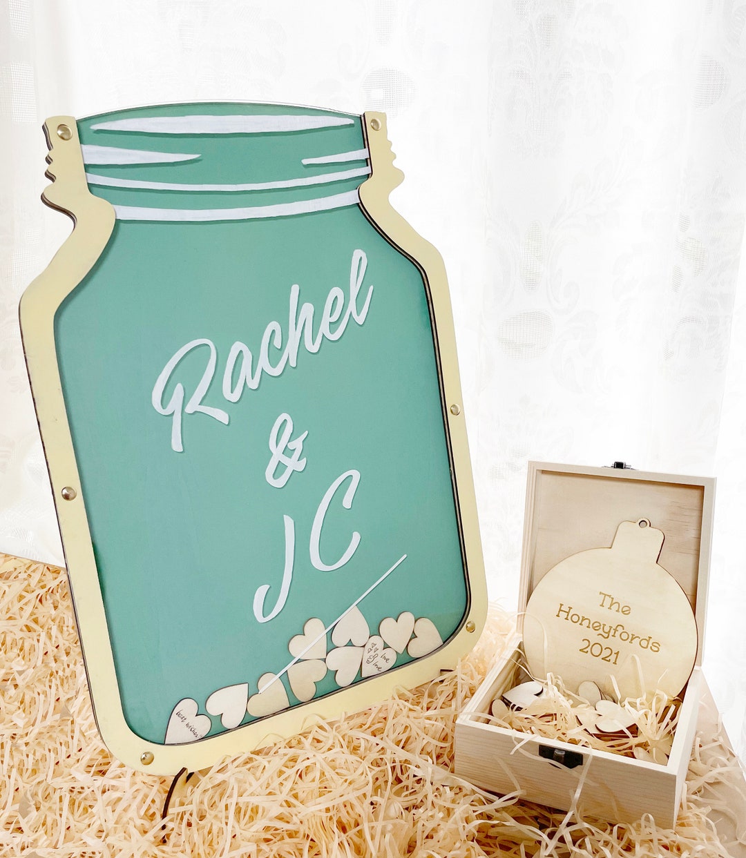 Mason Jar Shaped Guest Box, Wedding Guest Message Board, Rustic Wedding ...
