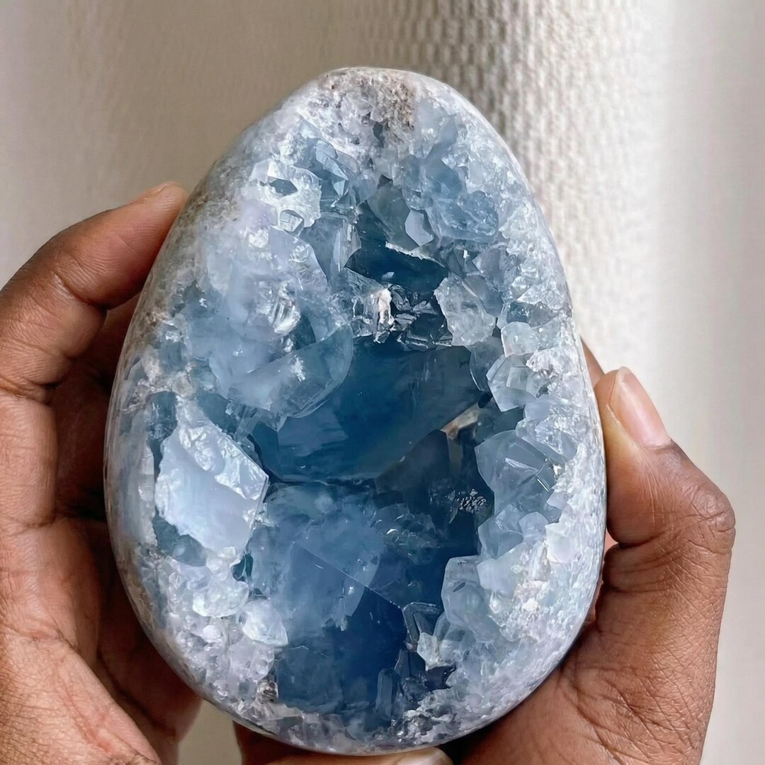 400-600g Natural Raw Celestite Cluster, Blue Celestite Geode Crystal - Etsy