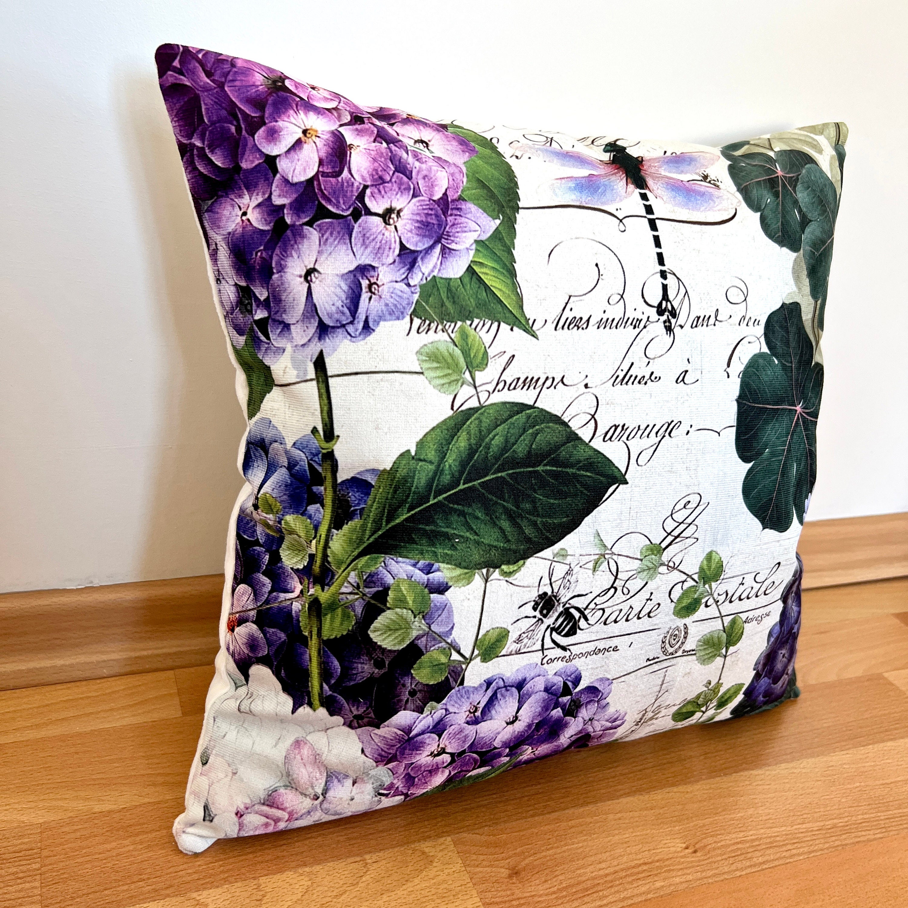 Hydrangea Pillow Cover, Purple Flower Pillow Cover, Throw Pillow Covers ...