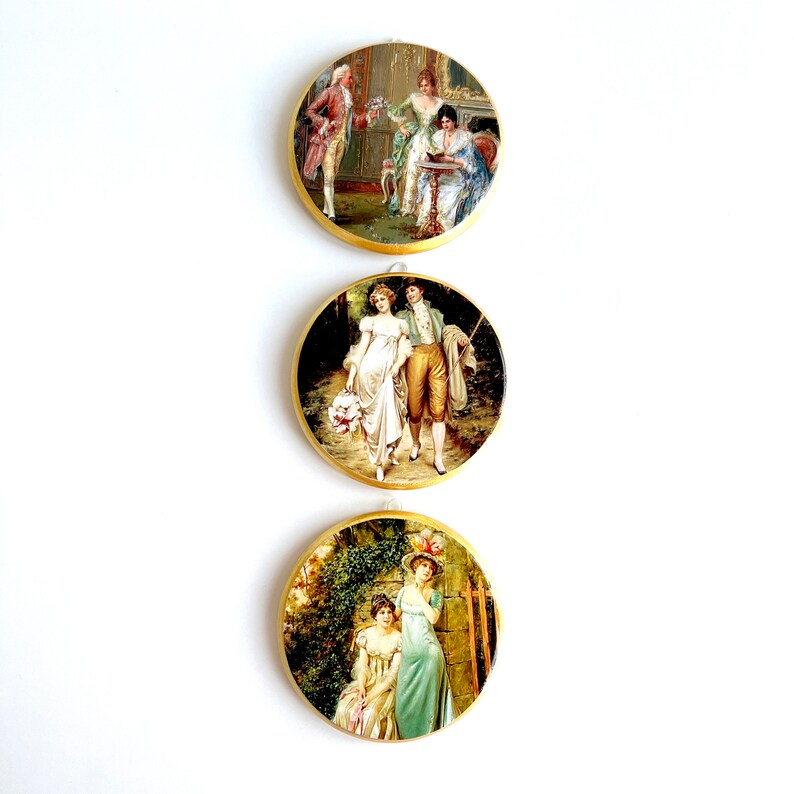 Retro Victorian Decorative Plates Set of 3, Vintage Ceramic Decorative ...