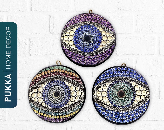 Evil Eye Decorative Wall Art Set of 3 Blue Eye Wall Plate - Etsy