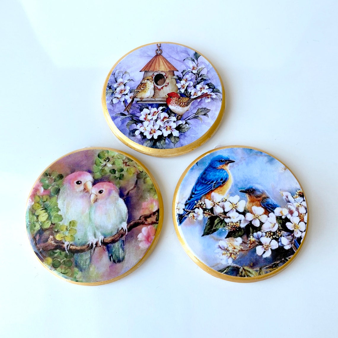 Bird Ceramic Wall Plate Set of 3 Bird Nest Ceramic Wall Art | Etsy