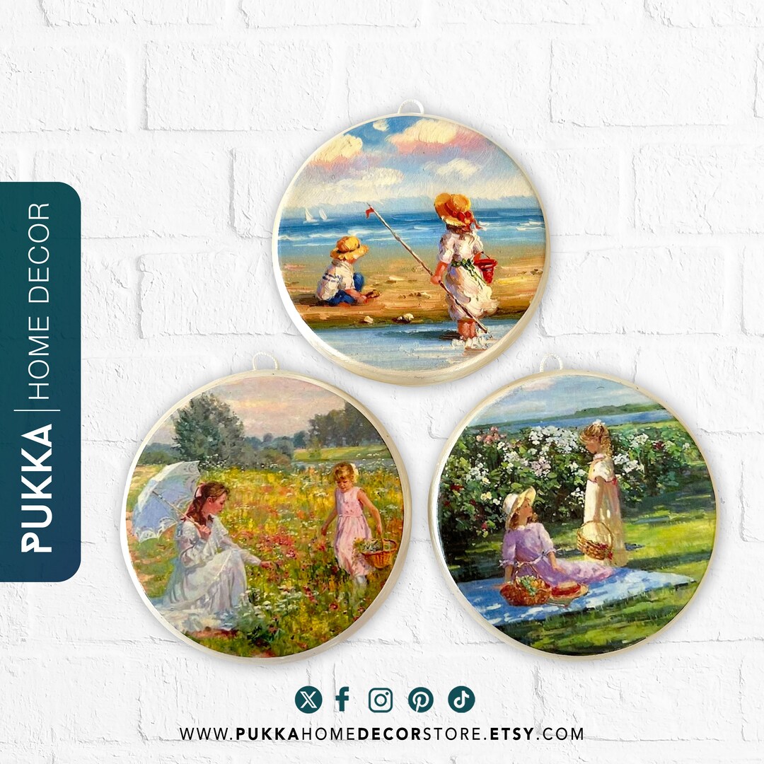 Ceramic Wall Plate Set of 3, Ceramic Wall Art, Decorative Plates, Wall ...