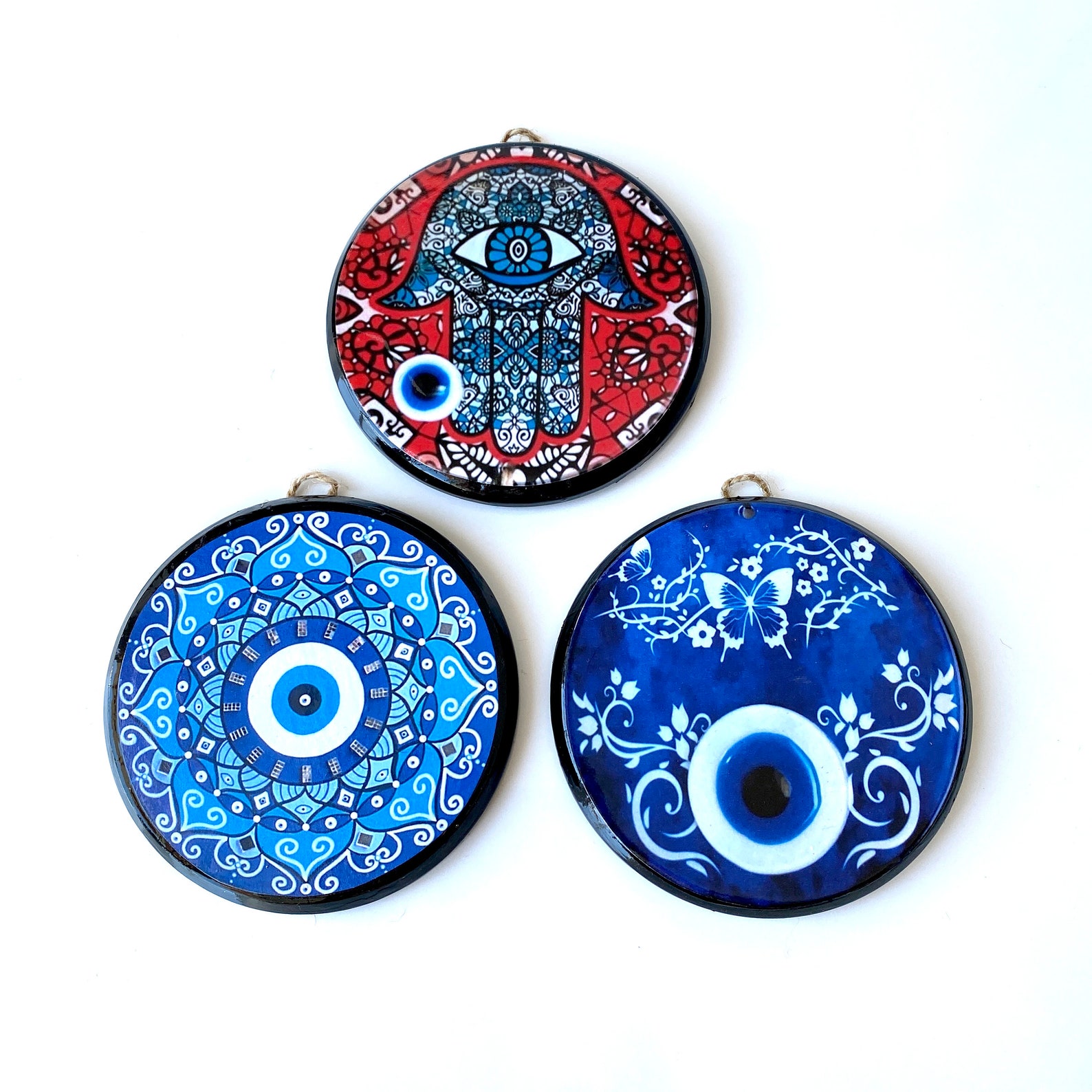 Evil Eye Decorative Wall Art Set of 3 Ceramic Wall Decor | Etsy