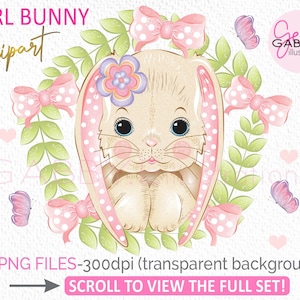 Bunny Png-bunny Clipart-cute Animals Clipart-baby Girl - Etsy