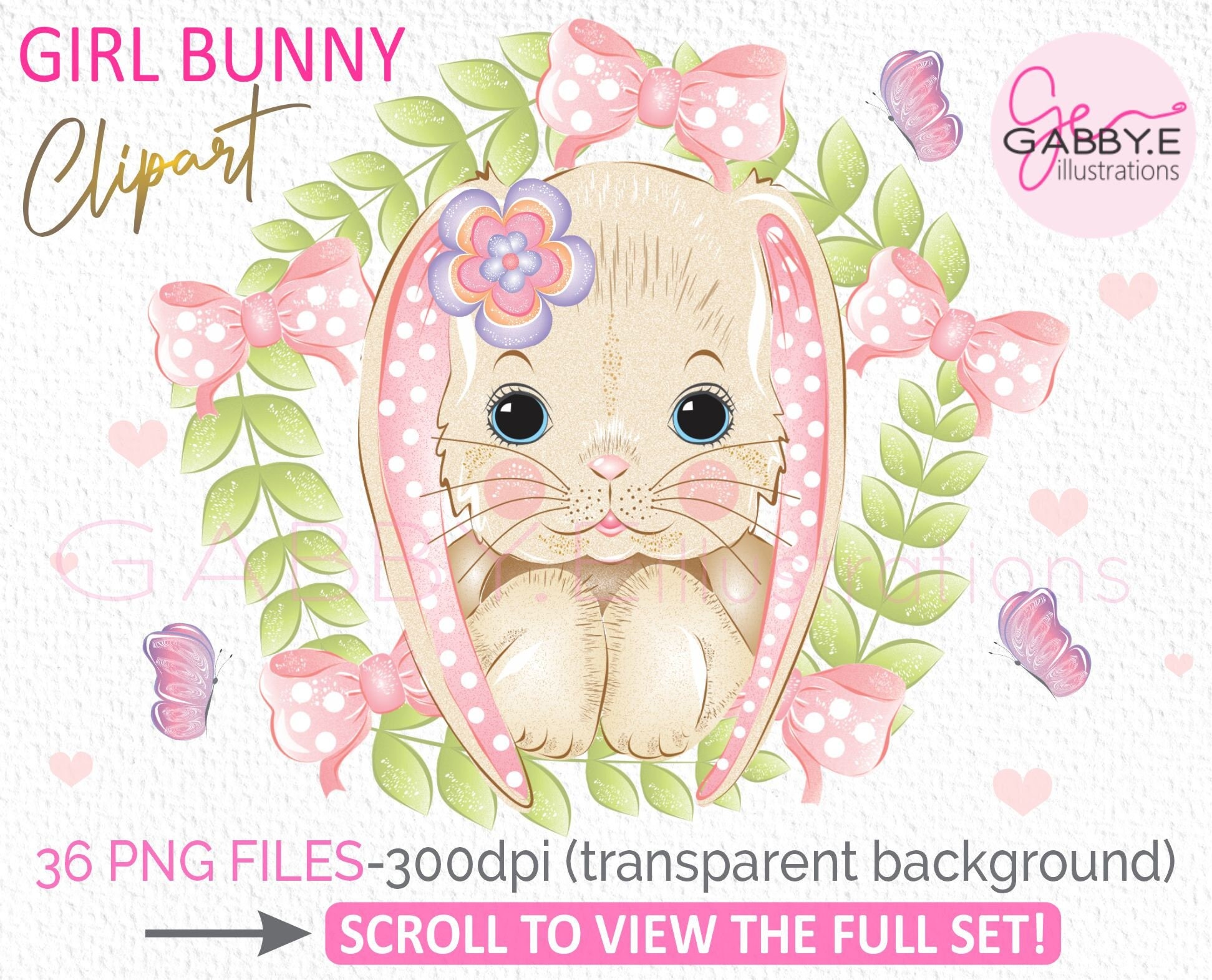 Bunny Png-bunny Clipart-cute Animals Clipart-baby Girl - Etsy