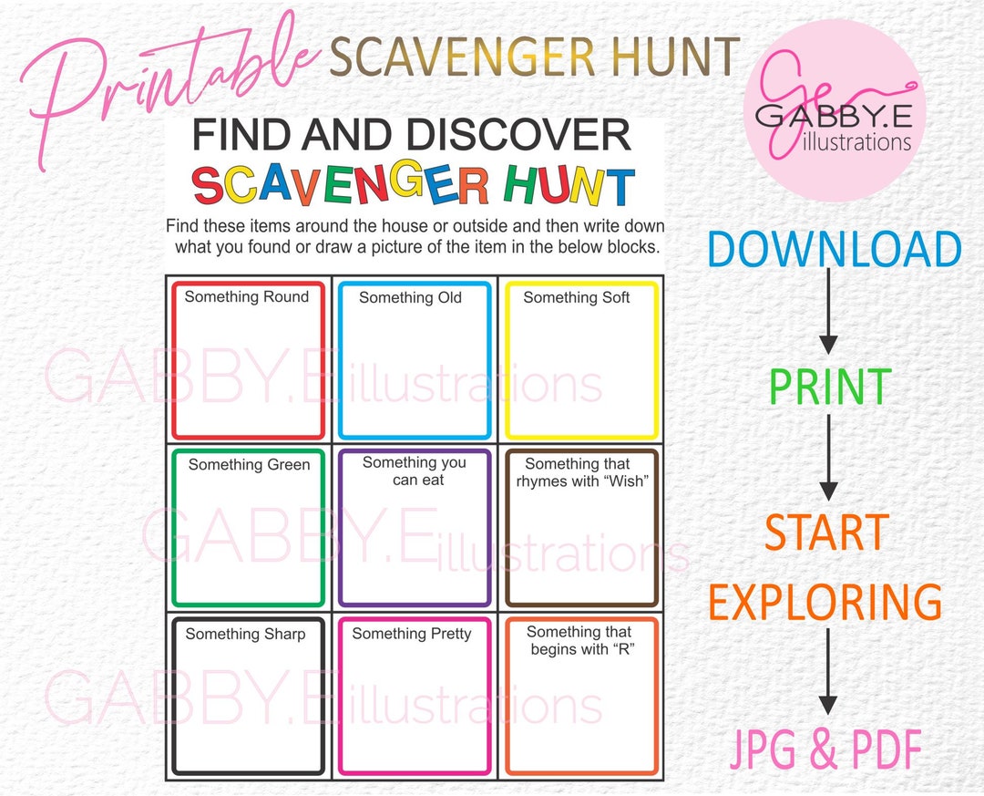 Find and Discover Scavenger Hunt Printable Game-educational - Etsy