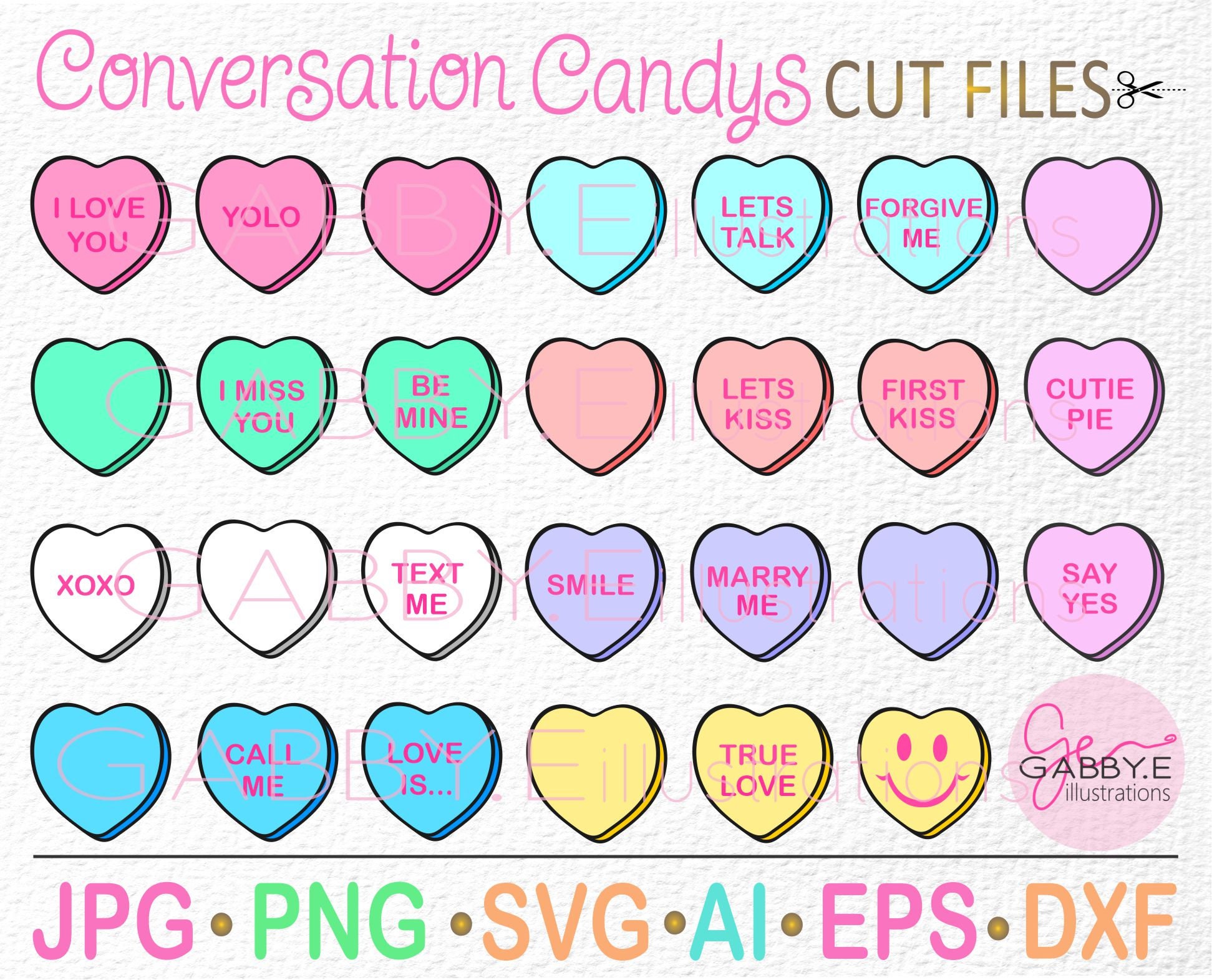 Conversation Hearts Svg-candy Heart Svg-be Mine Svg-i Love You Svg ...