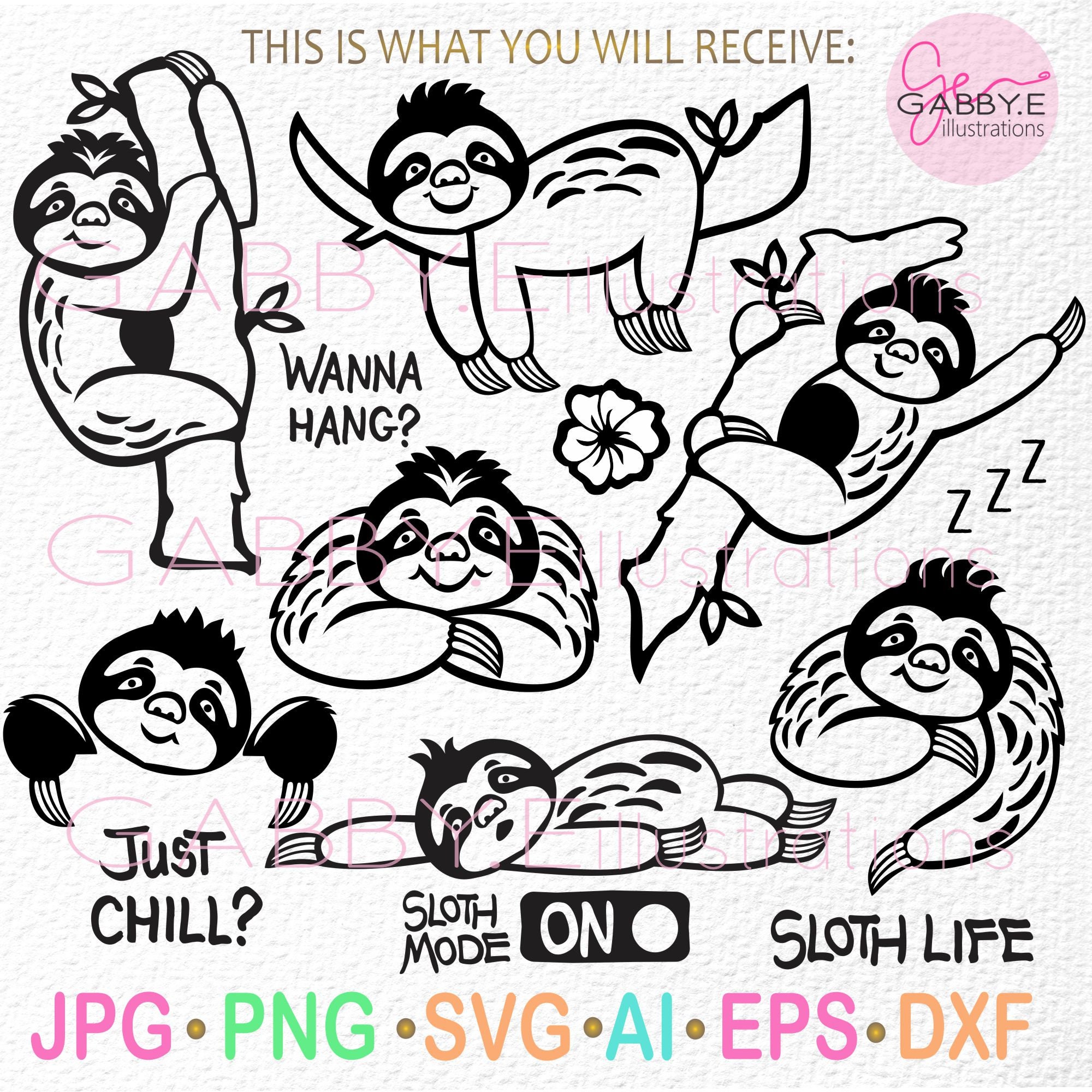 Sloth SVG Cut File.perfect for Your Cricut or Silhouette Machines to ...