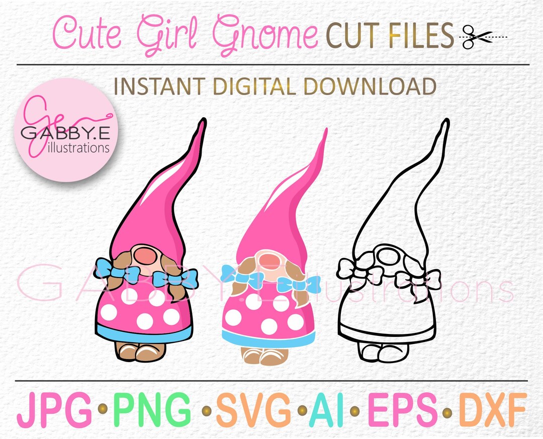 Girl Gnome Svg-gnome Clipart-gnome Svg Files for Cricut-cute Garden ...