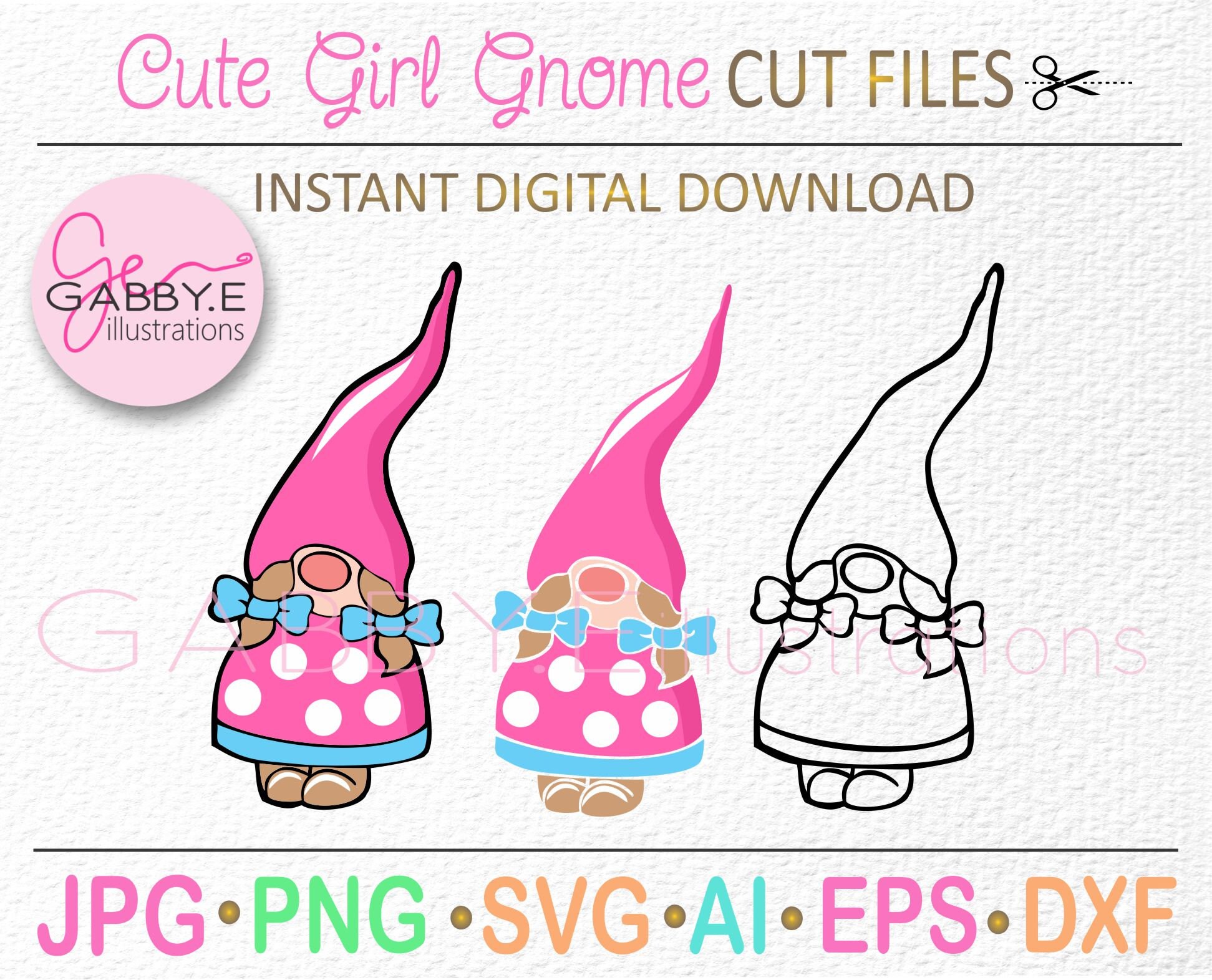 Girl Gnome Svg-gnome Clipart-gnome Svg Files for Cricut-cute Garden ...
