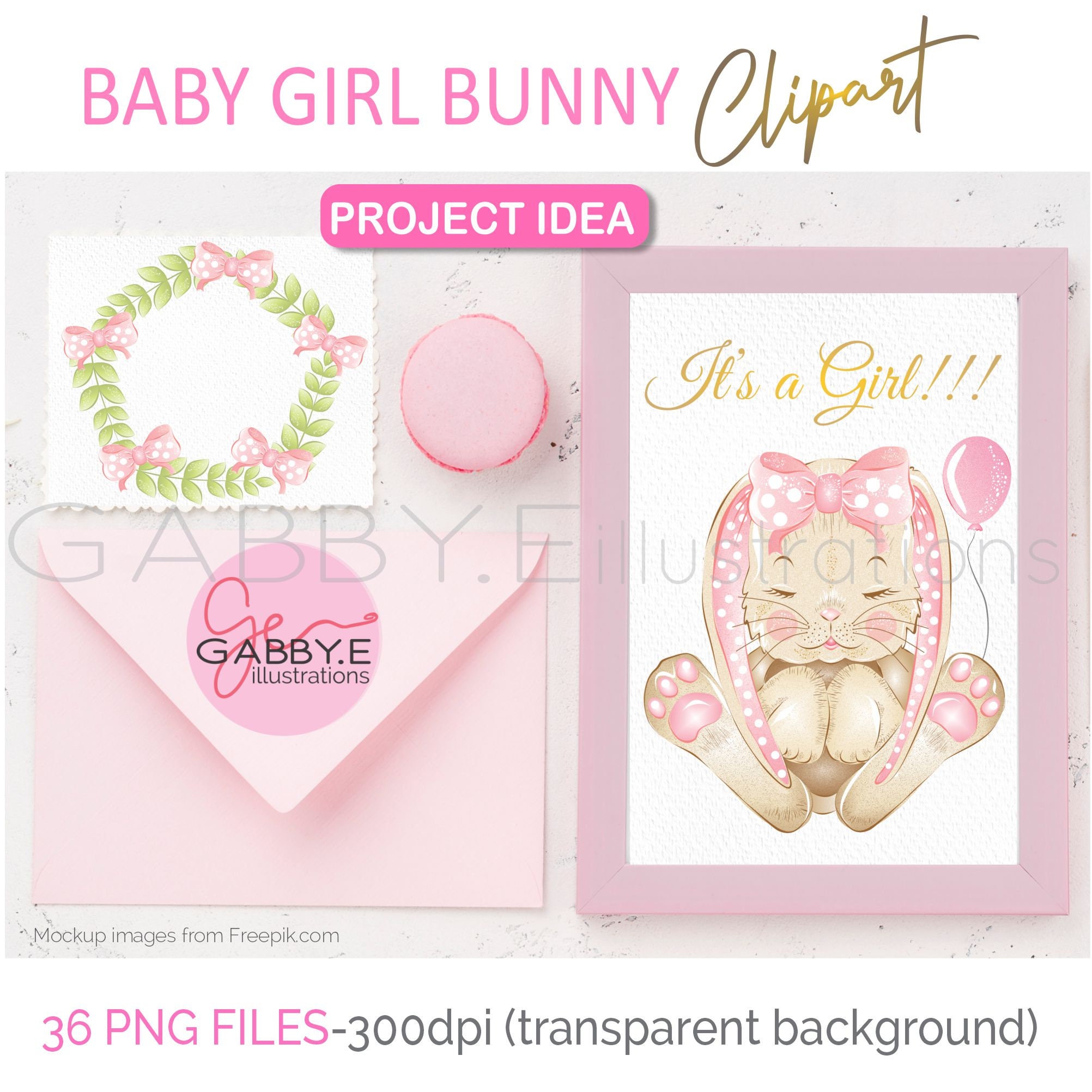 Bunny Png-bunny Clipart-cute Animals Clipart-baby Girl - Etsy