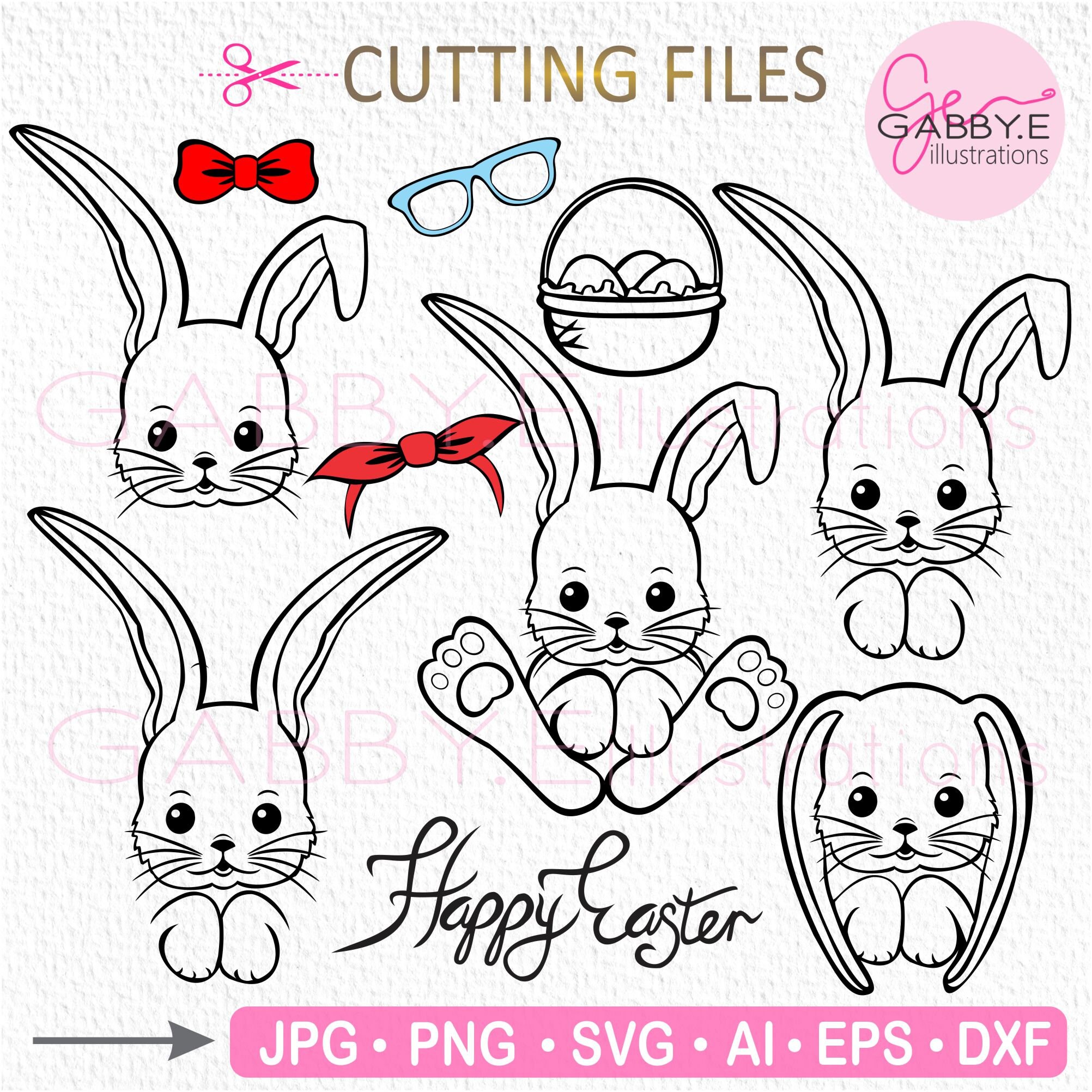 Easter Bunny SVG Cut File Bundle-happy Easter Svg-easter Bunny Face Svg ...