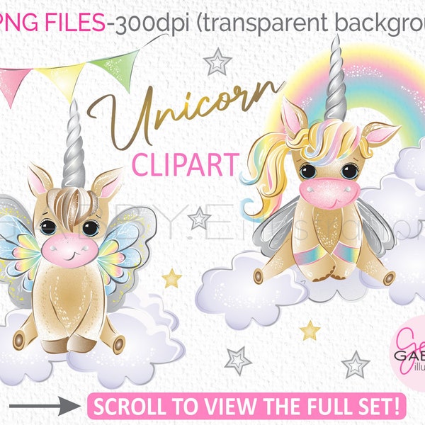 Unicorn Clipart Birthday - Etsy