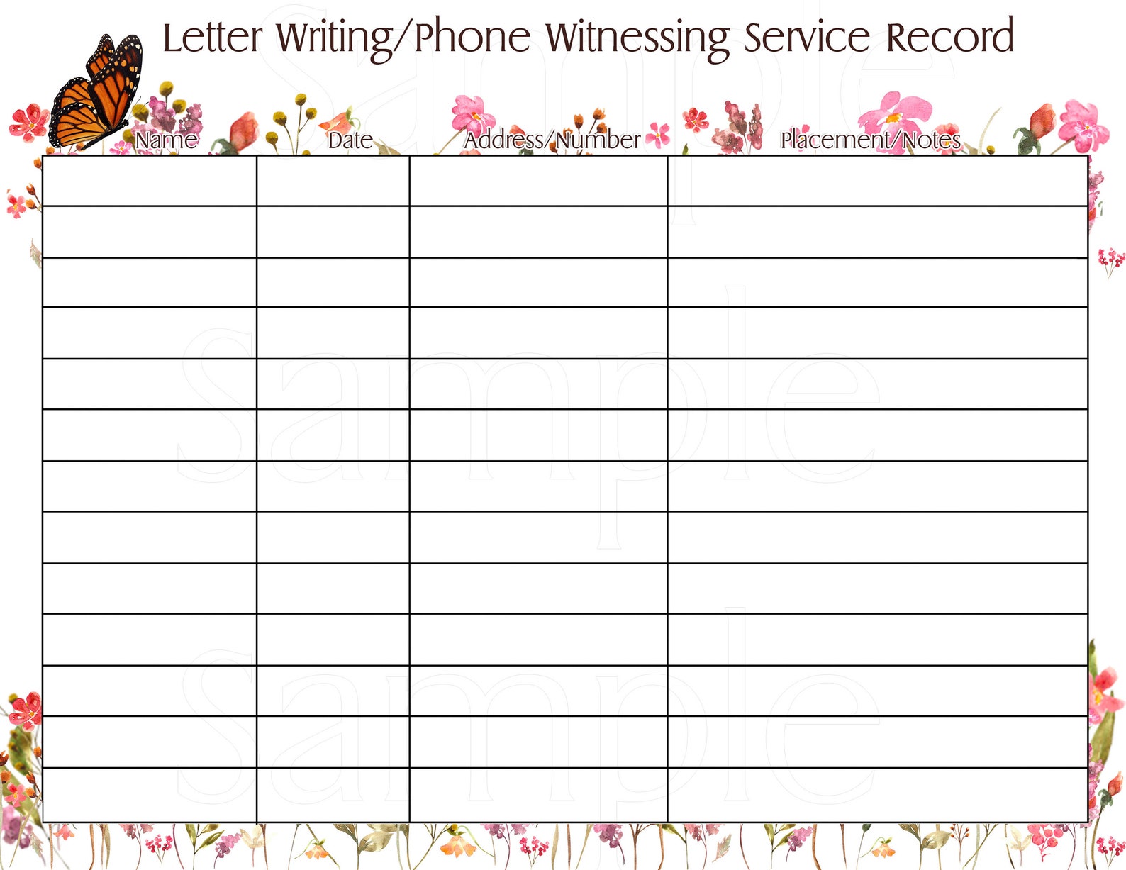 JW Letter Writing JW Service Record JW Printable - Etsy