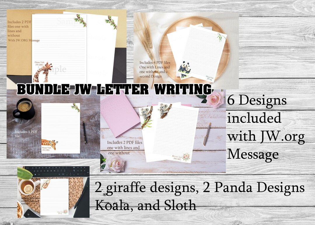 BUNDLE JW Letter Writing Animal Bundle JW Ministry Giraffe, Koala ...
