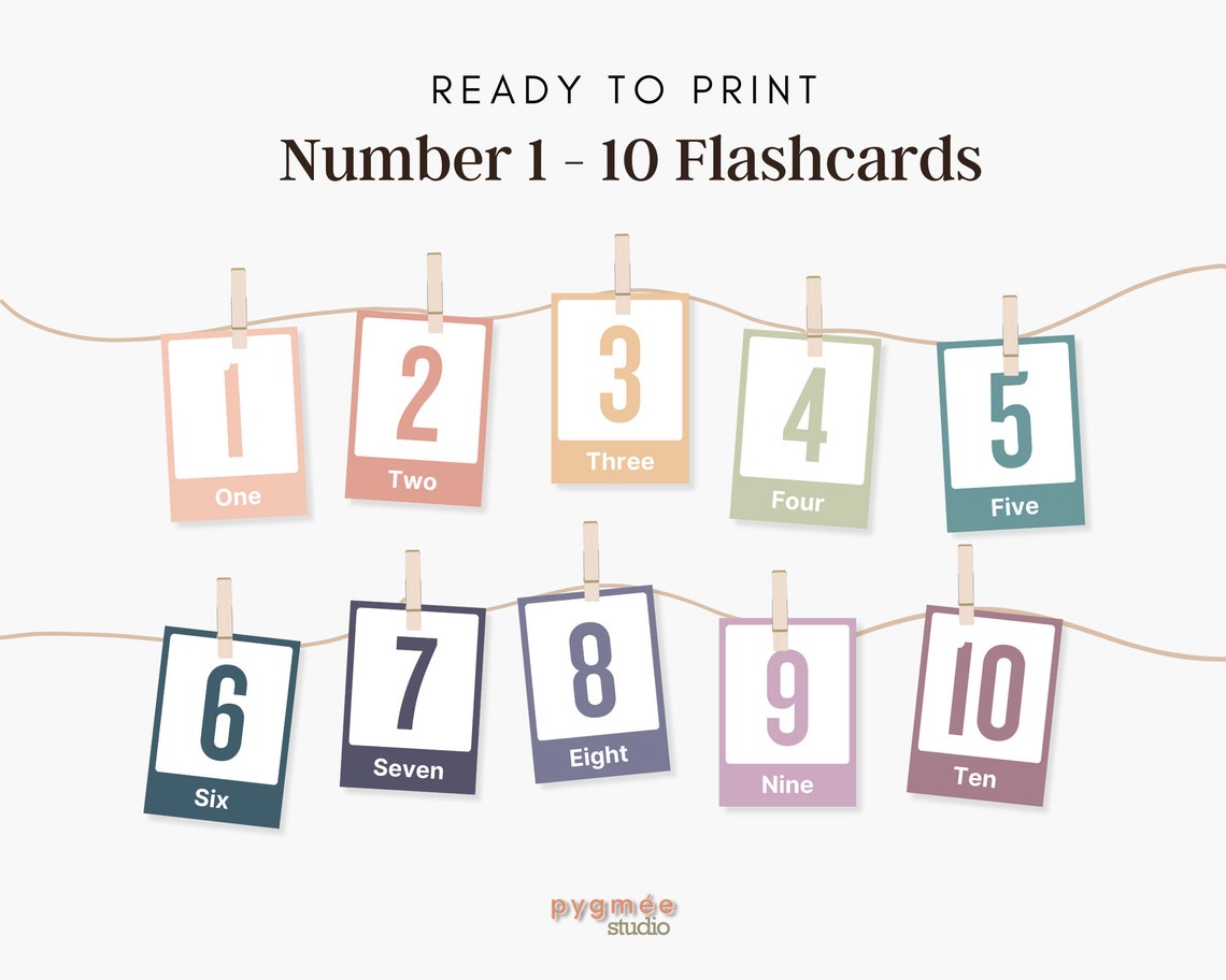 Number 1 - 10 Flashcards | Ready to Print Flashcards | Toddler ...