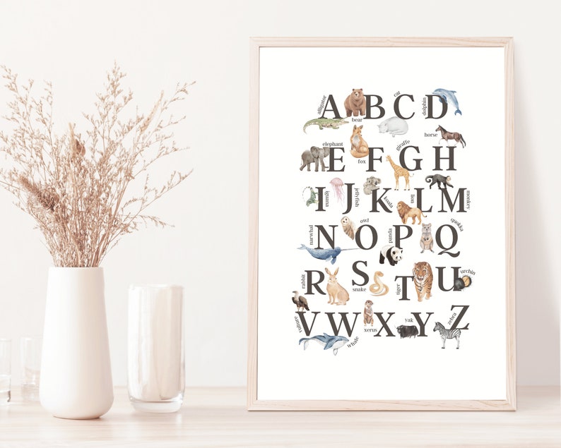 Animal Alphabet Printable | Anchor Chart | Kids Room Decoration ...