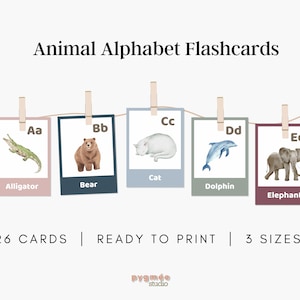 Animal Alphabet Flashcards | Flashcards Printable | Toddler Preschooler ...