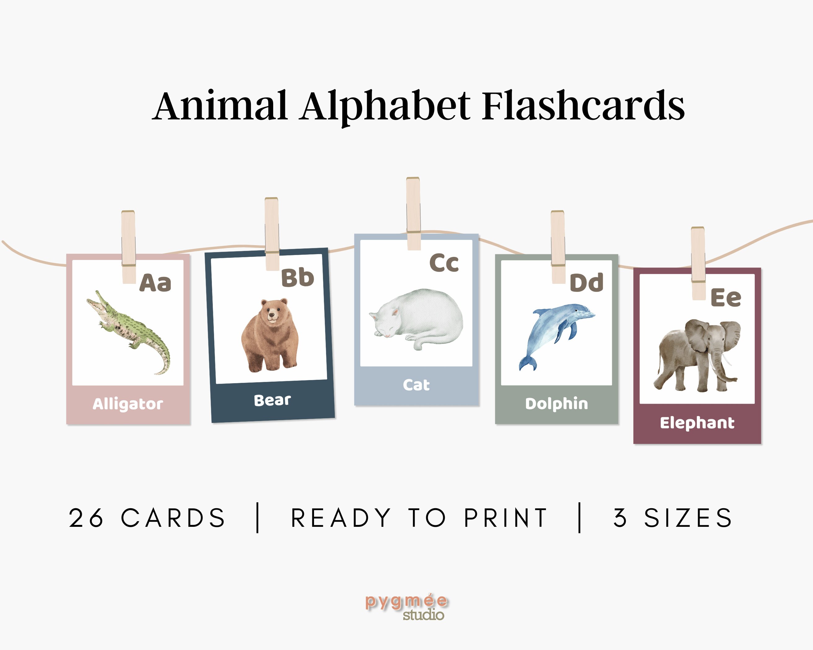Animal Alphabet Flashcards | Flashcards Printable | Toddler Preschooler ...