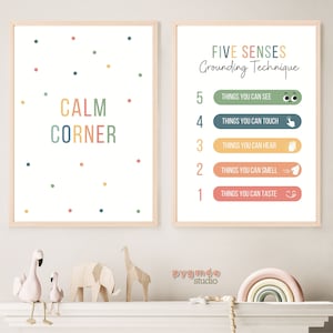 Five Senses Grounding Techniques Poster | Calm Corner Wall Art | Kids ...