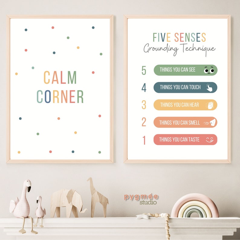 Five Senses Grounding Techniques Poster | Calm Corner Wall Art | Kids ...
