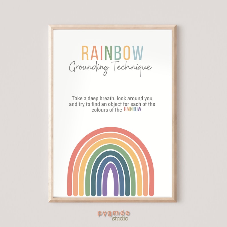 Rainbow Grounding Techniques Poster | Calm Corner Wall Art | Kids' Self ...