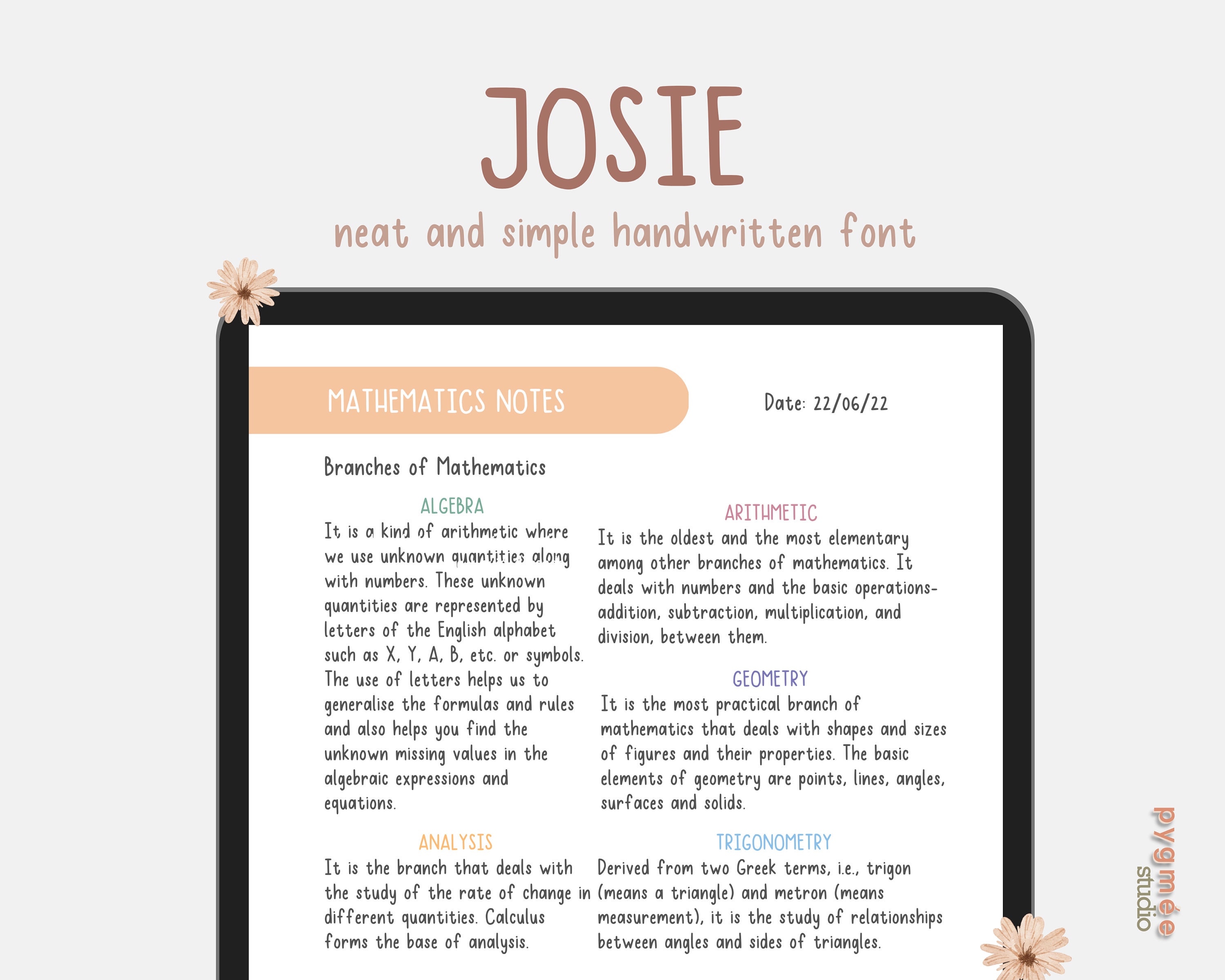 Josie Handwritten Font | Handwriting Font for Neat Digital Notes - Etsy