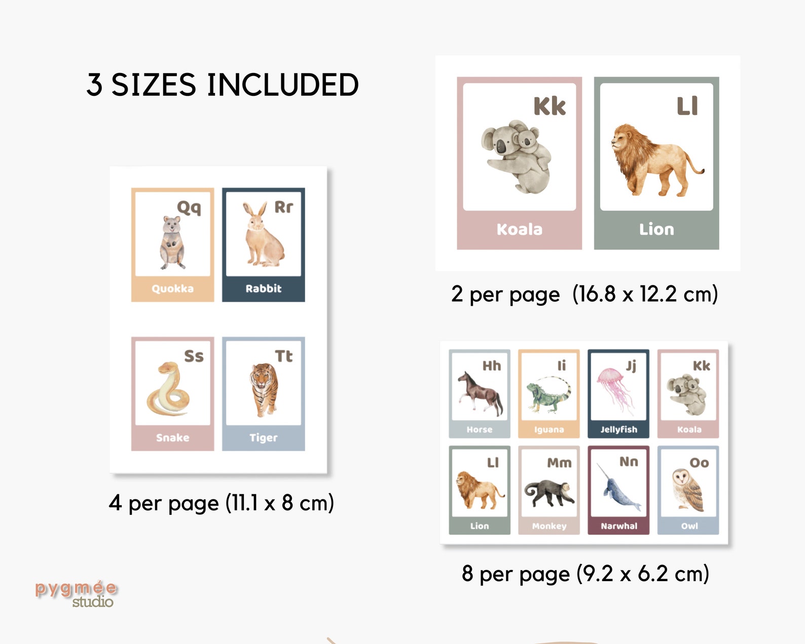 Animal Alphabet Flashcards | Flashcards Printable | Toddler Preschooler ...