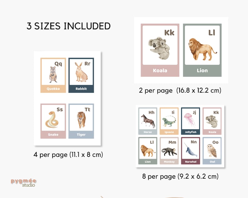 Animal Alphabet Flashcards | Flashcards Printable | Toddler Preschooler ...