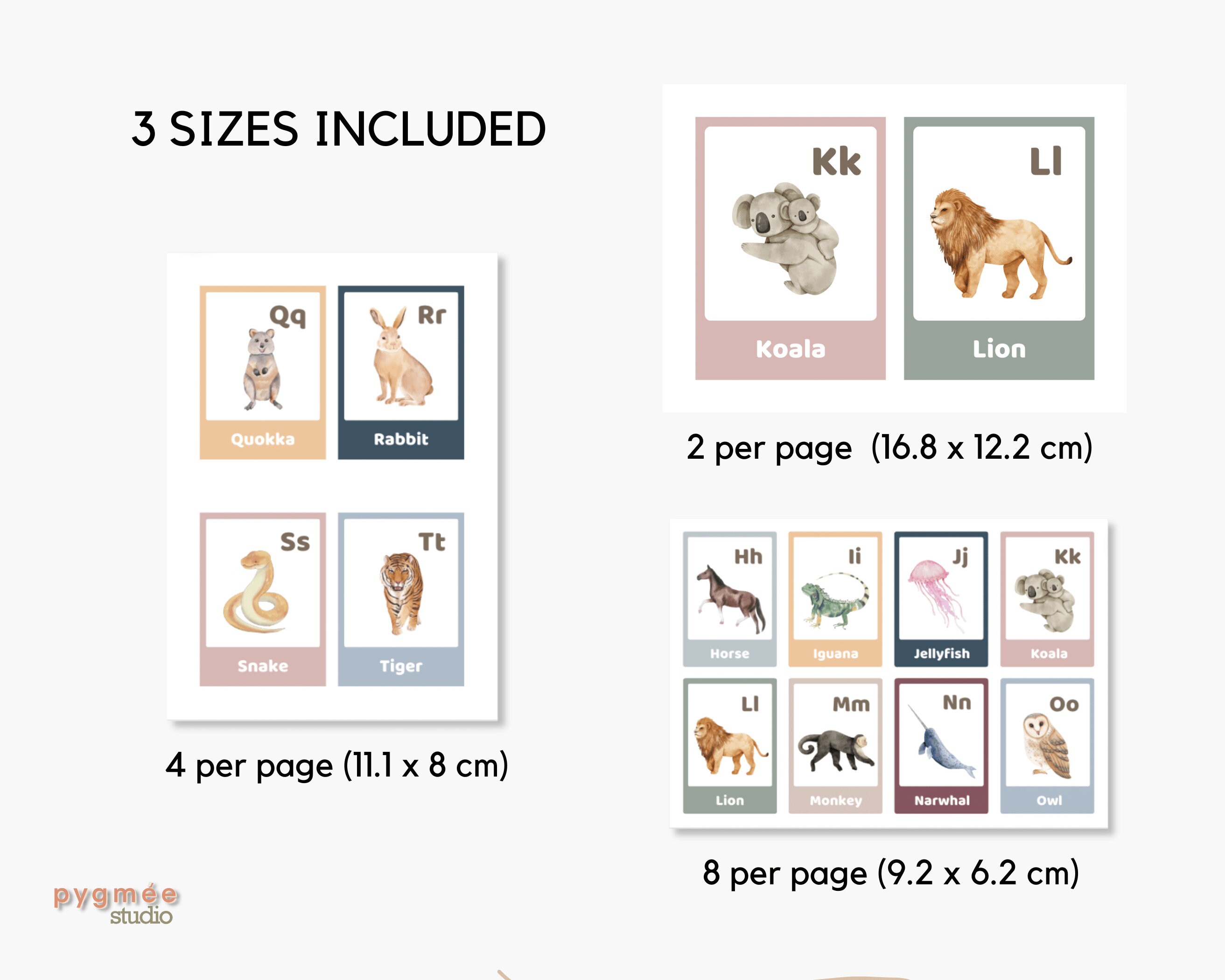 Animal Alphabet Flashcards | Flashcards Printable | Toddler Preschooler ...