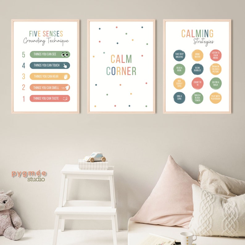 Five Senses Grounding Techniques Poster | Calm Corner Wall Art | Kids ...