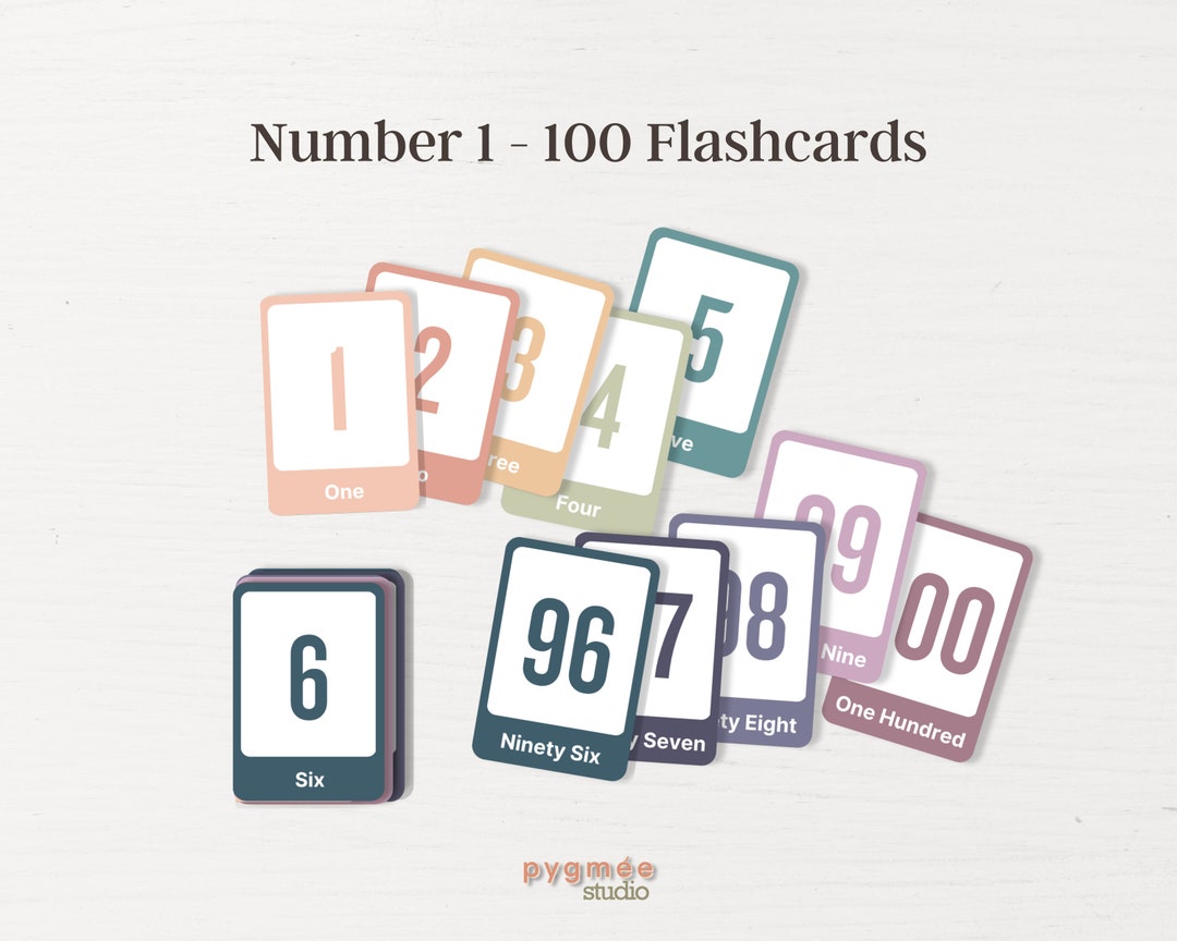 Number 1 - 100 Flashcards | Ready to Print Flashcards | Toddler ...