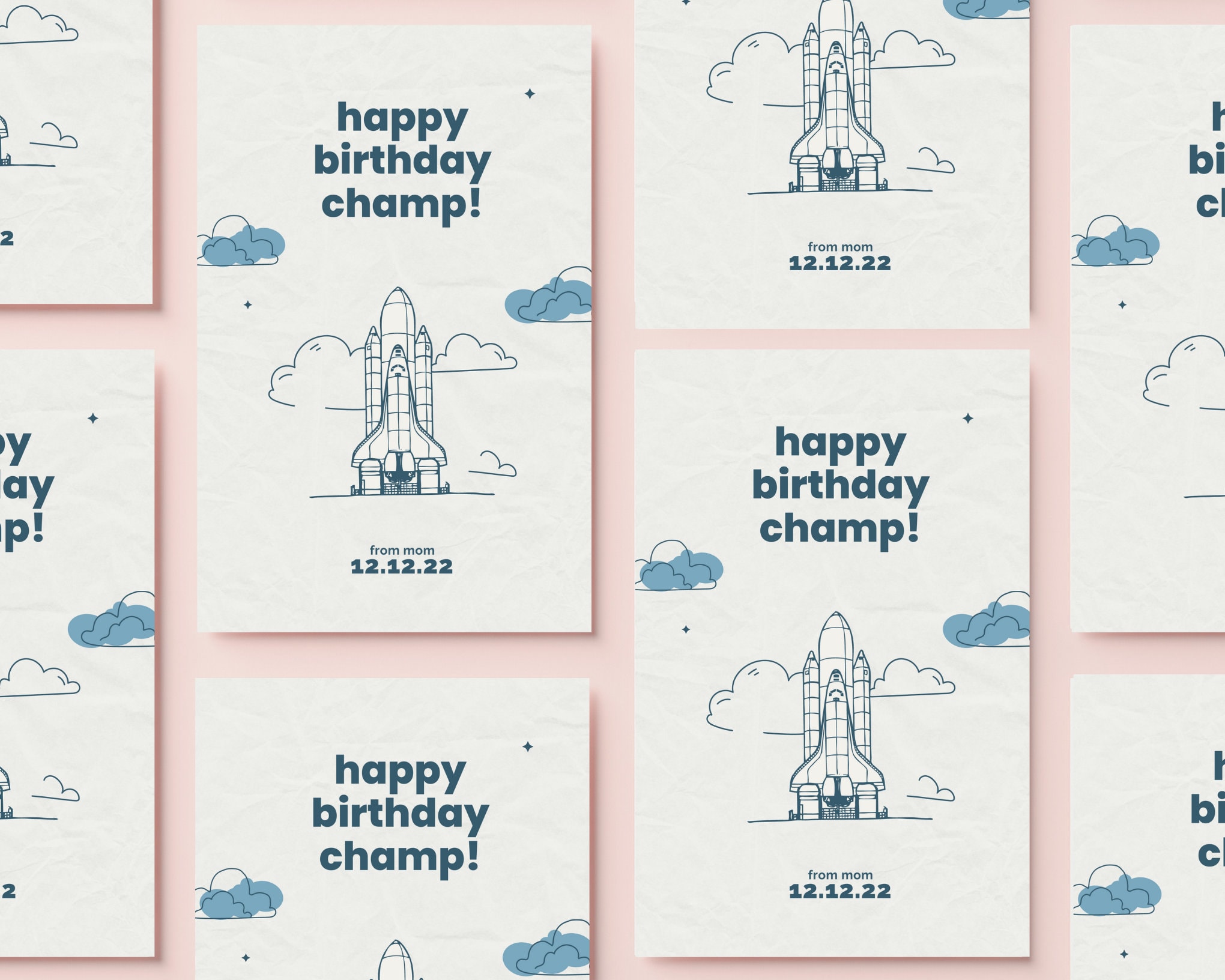 Rocket Greeting Card Template Digital Birthday Card editable Custom ...