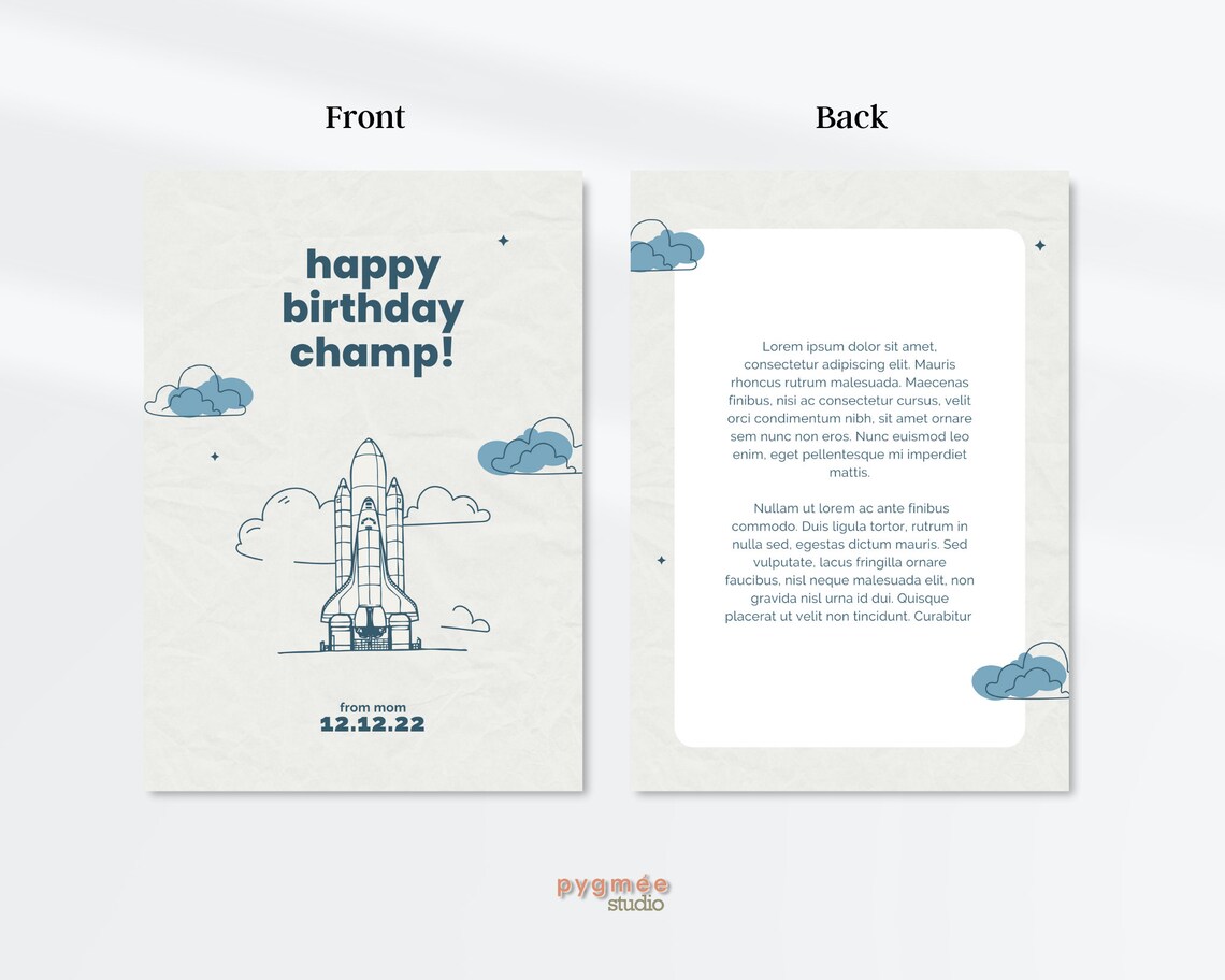 Rocket Greeting Card Template | Digital Birthday Card |editable Custom ...