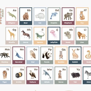 Animal Alphabet Flashcards | Flashcards Printable | Toddler Preschooler ...