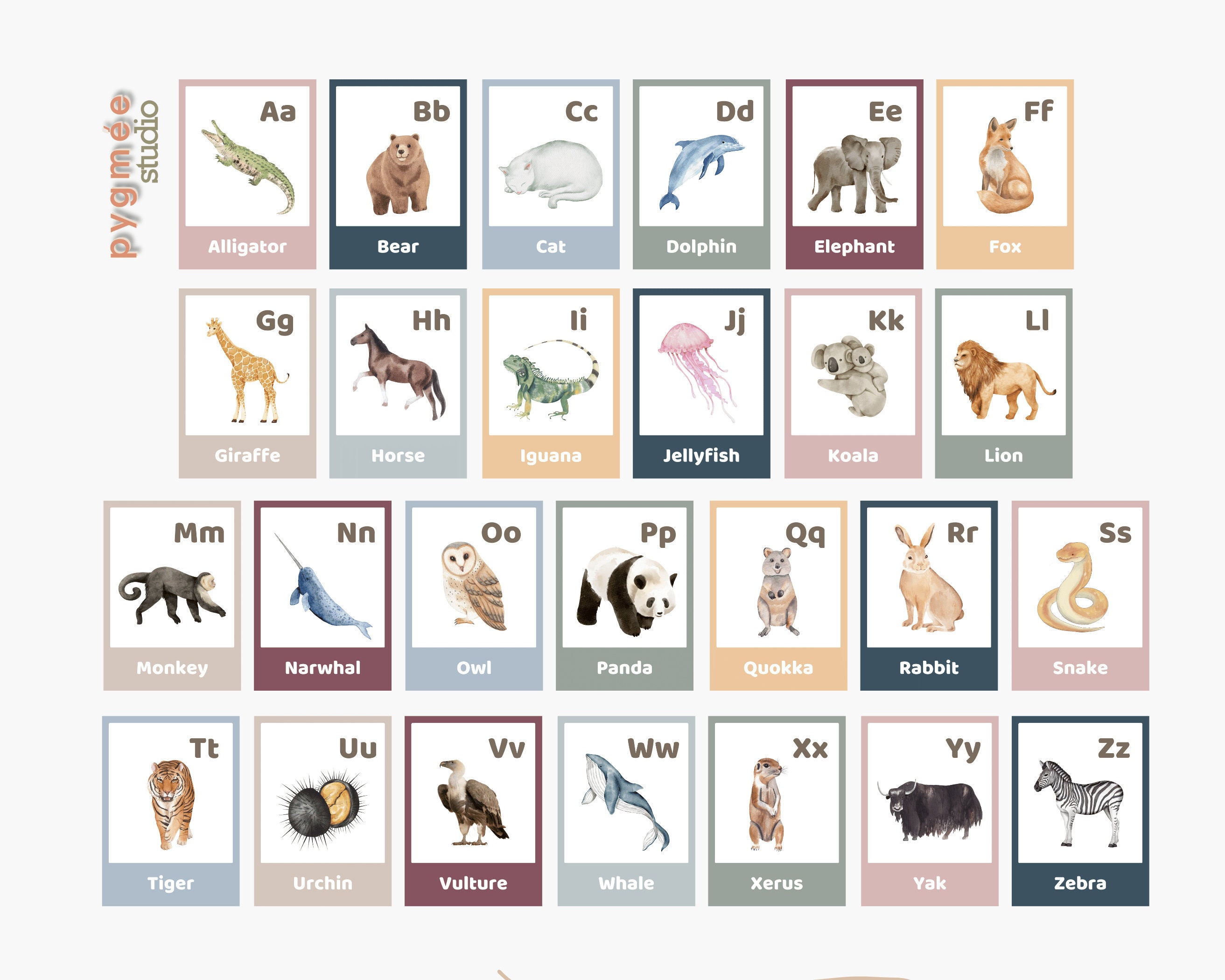 Animal Alphabet Flashcards Flashcards Printable Toddler Preschooler ...