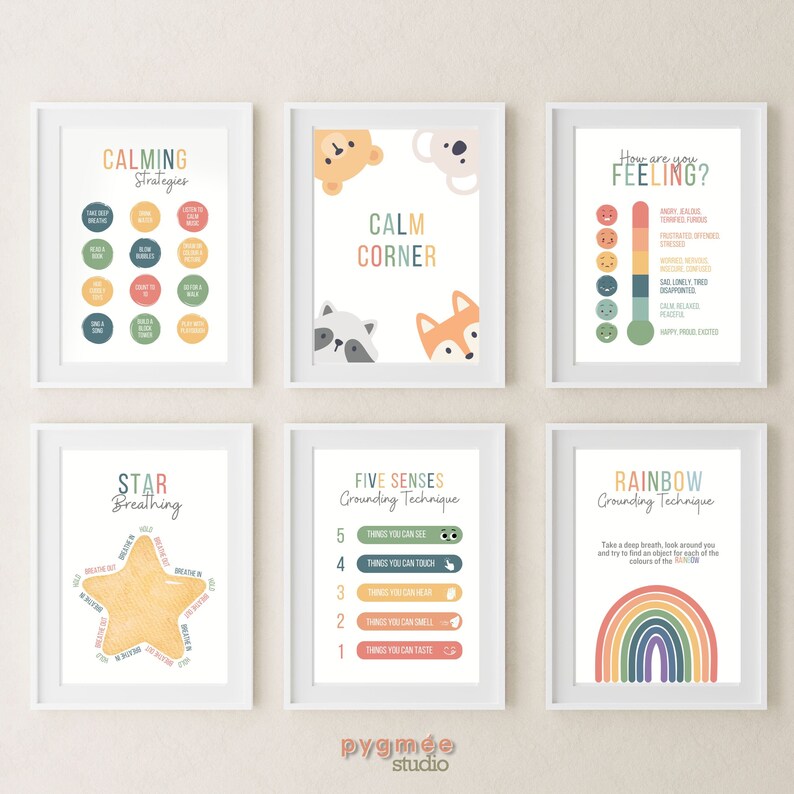 Rainbow Grounding Techniques Poster | Calm Corner Wall Art | Kids' Self ...