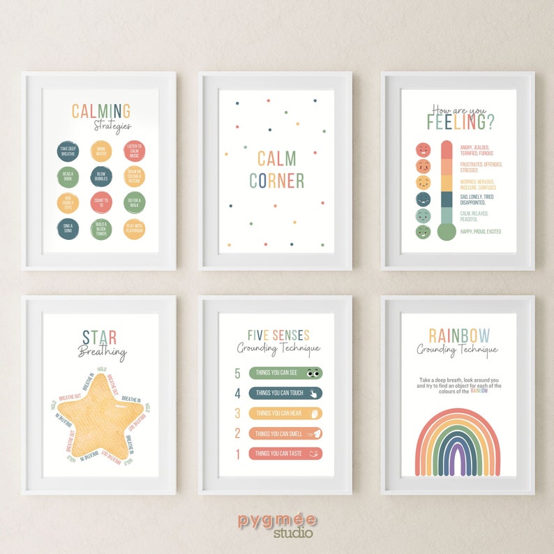 Calm Corner Poster Set Printables - Polka Dots Design | Kids' Self ...