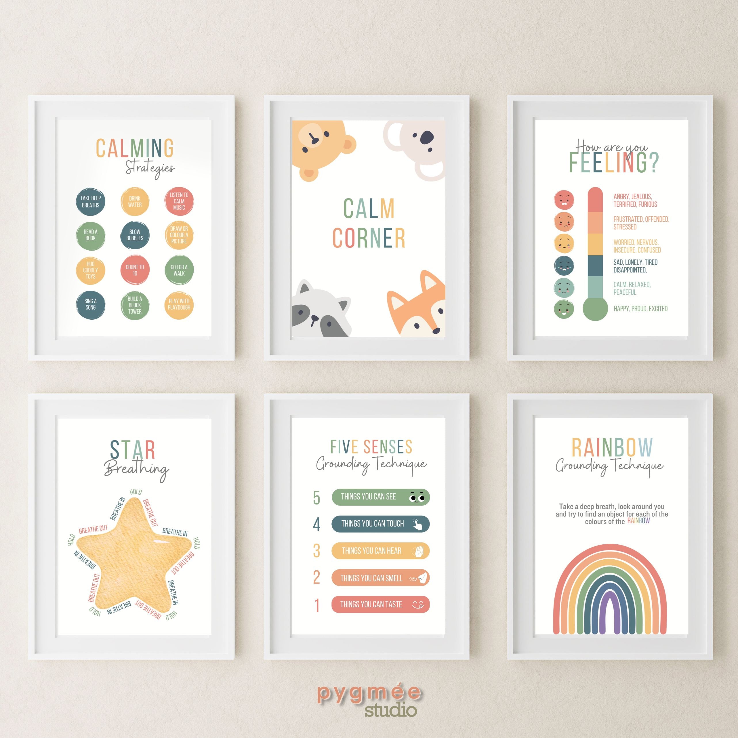 Five Senses Grounding Techniques Poster | Calm Corner Wall Art | Kids ...