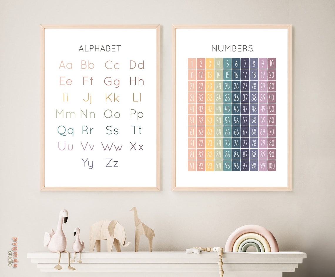 Number Chart Printable Nursery Wall Art Kids Wall Decor - Etsy