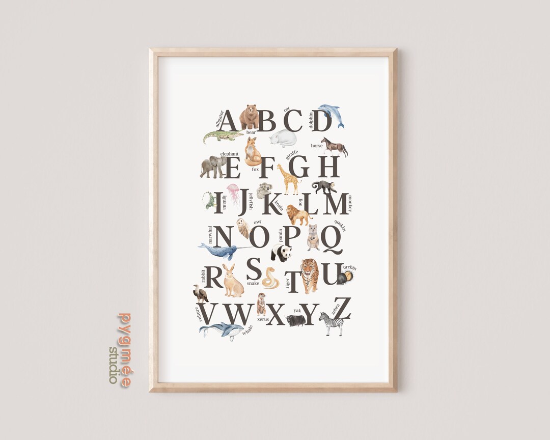 Animal Alphabet Printable | Anchor Chart | Kids Room Decoration ...