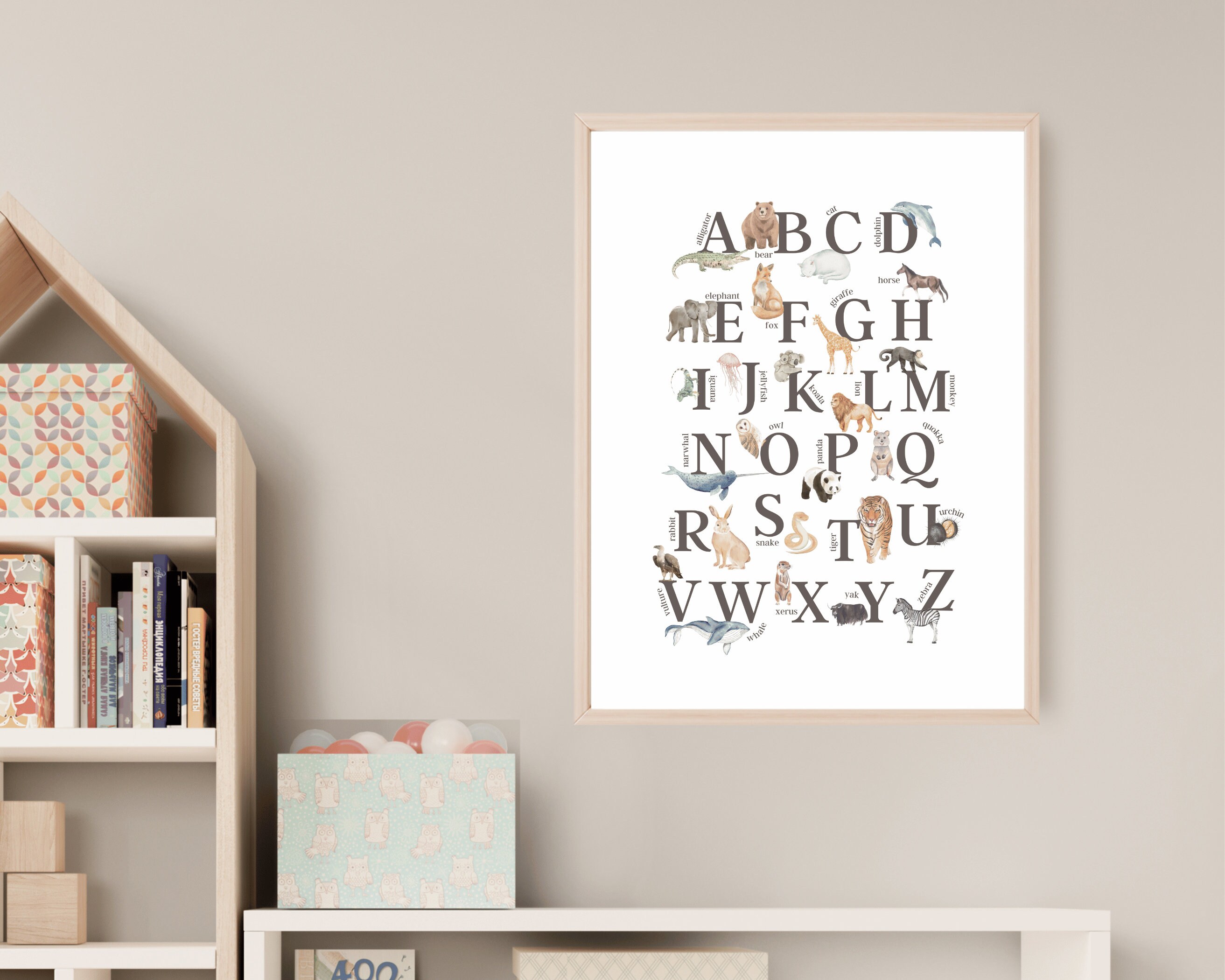 Animal Alphabet Printable Anchor Chart Kids Room Decoration Toddlers ...
