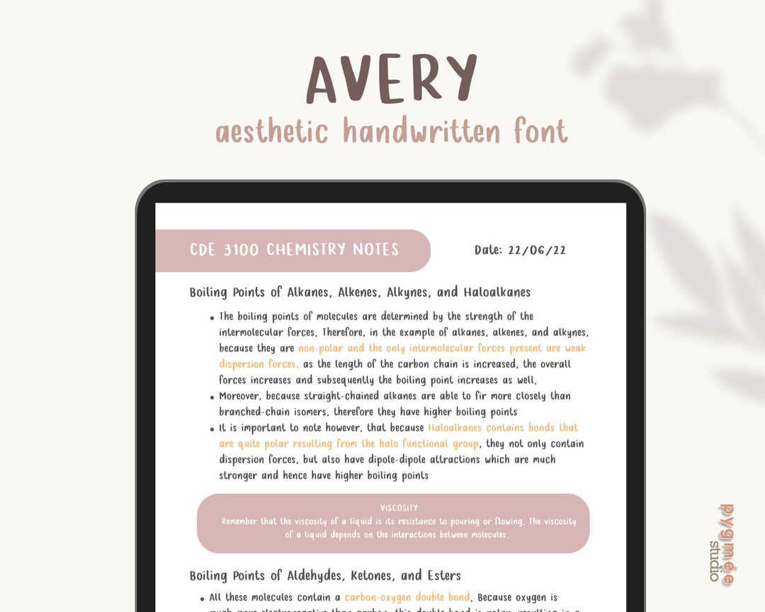 Avery Handwritten Font Handwriting Font for Neat Digital Notes ...