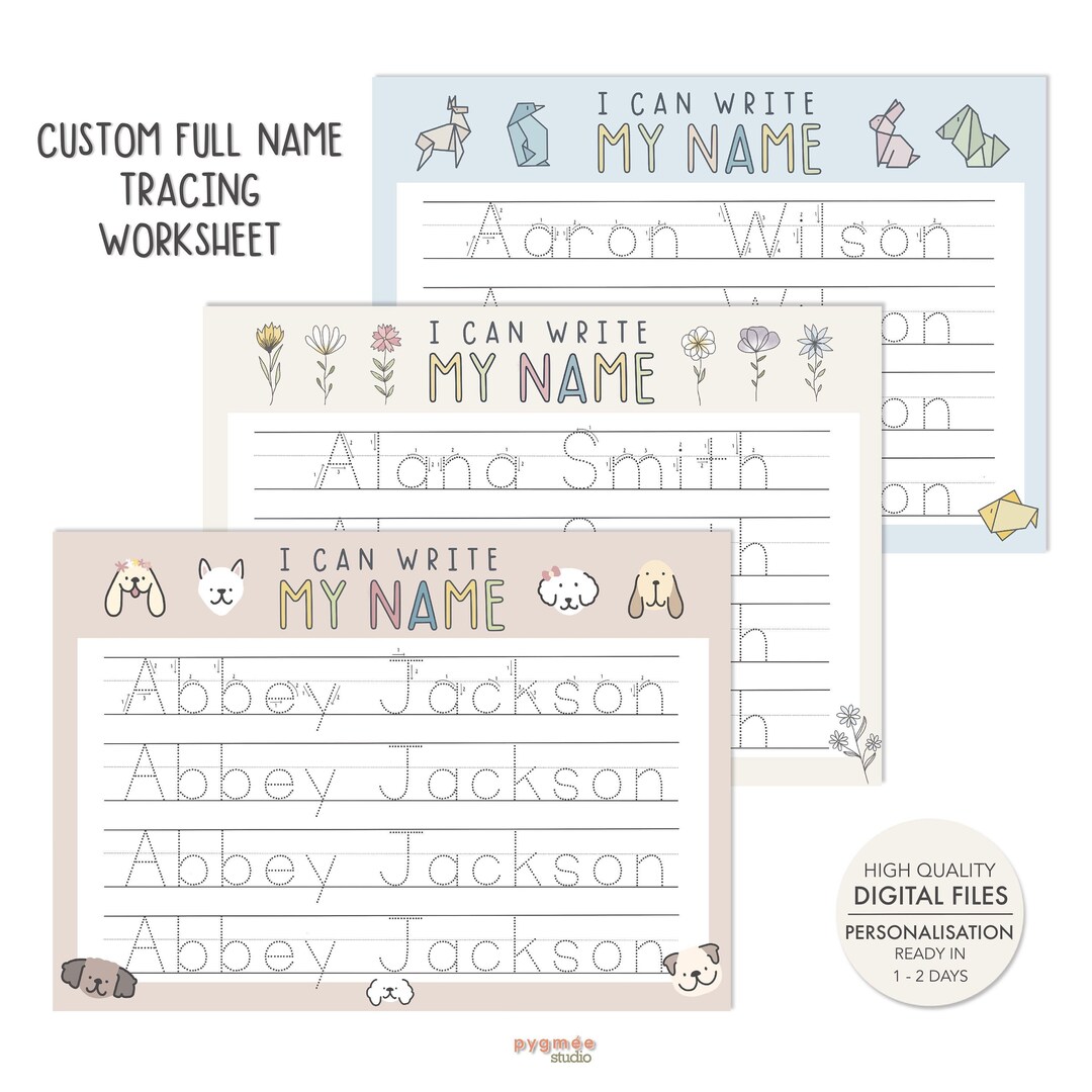 Custom Full Name Tracing Worksheet | Personalised Handwriting Worksheet ...