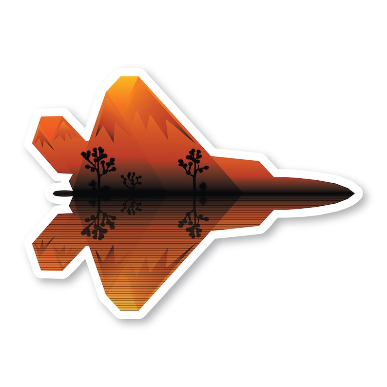 F-22 Sticker, Orange Mountains & Joshua Trees, F22 Raptor, Fighter Jet ...