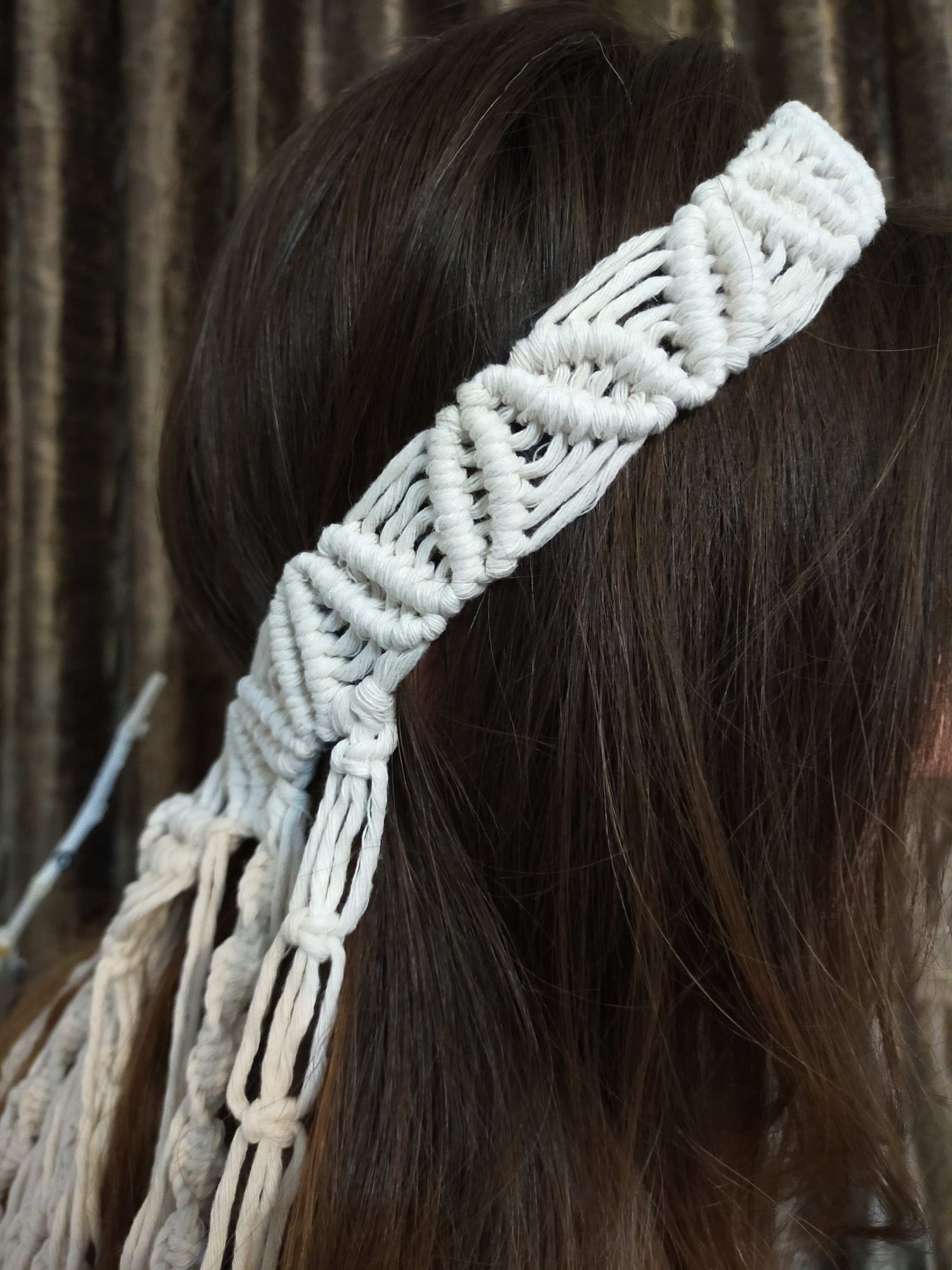 Macrame Hairpiece, Wedding Headband, Bridal Crown, Boho Bride Veil ...